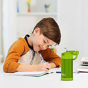 THERMOS FUNTAINER 12 Ounce Stainless Steel Vacuum Insulated Kids Straw Bottle, Lime