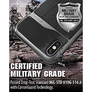 VENA iPhone Xs Max Wallet Case, vCommute (Military Grade Drop Protection) Flip Leather Cover Card Slot Holder with Kickstand Designed for Apple iPhone Xs Max - Space Gray