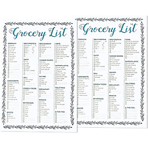 Magnetic Grocery List Pad for Fridge (100 Sheets, 9.25 x 6.25 In, 2 Pack)