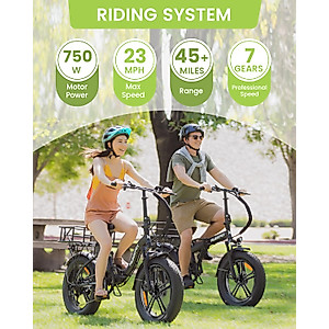 Mukkpet Electric Bike for Adults, Ebike, Foldable 20" x 4.0" Fat Tire Step-Thru Electric Bicycle for Men Women with Peak 750W Motor, 48V 13AH Removable Battery and Dual Shock Absorber