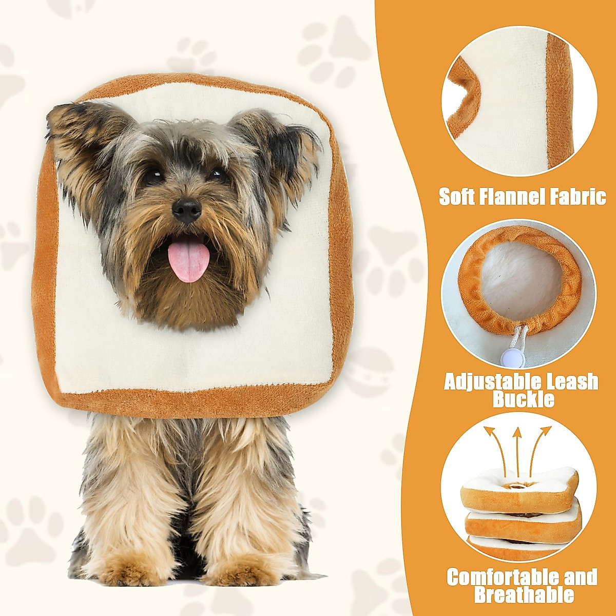 2 Pcs Adjustable Soft Dog Collar for Dog and Cat Recovery Cone Collar Cute Toast Shapes Dog Neck Cone After Surgery Elizabethan Collar for Puppy Cat Kitten