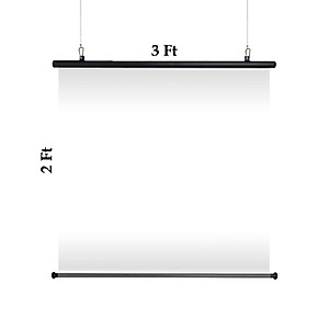 BANNER BUZZ MAKE IT VISIBLE BannerBuzz Hanging Clamp Bar Sneeze Guard with Clear Tarp Film Protective Shield for Office, Cafes, Retail Stores, Cashier, Receptionist (3' x 2')