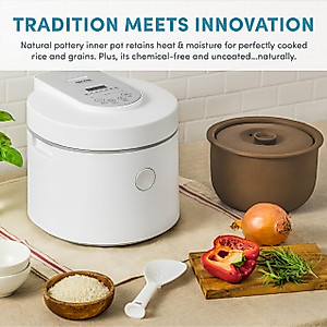 AROMA® Professional Rice Cooker with Purple Clay Cooking Pot, 6-Cup (Uncooked) / 12-Cup (Cooked), Healthy Grain Multicooker, Natural Ceramic, 3 Qt, White, ARC-7206P