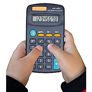 Basic Calculator Dual Power 8 Digit Desktop Calculator (Black,Set of 5)