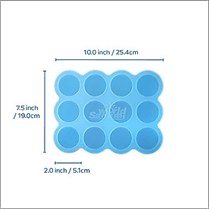 Samuelworld Baby Food Storage Container, 12 Portions x 2.5oz - BPA Free Silicone Freezer Tray with Clip-On Lid for Breast Milk Storage, Homemade Baby Food, Vegetable & Fruit Purees - Blue