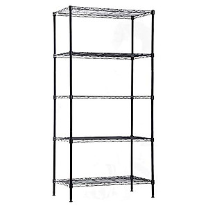 Tyyps 5 Tier Wire Shelving Unit Durable Metal Height Adjustable Storage Organizer Heavy Duty Utility Rack for Laundry Home Kitchen and Office on Wheels Unit NSF-Certified 14”D x 24”W x 60”H,Black