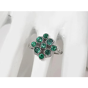 RKGEMS Natural Emerald Ring in 925 Sterling Silver, Genuine Emerald Gemstone-Gift for her-Emerald Jewelry-Rings For women,7 US