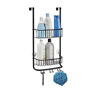 iDesign Over-the-Door Hanging Shower Caddy Organizer, The Forma Collection – 12” x 6.5” x 24”, Matte Black