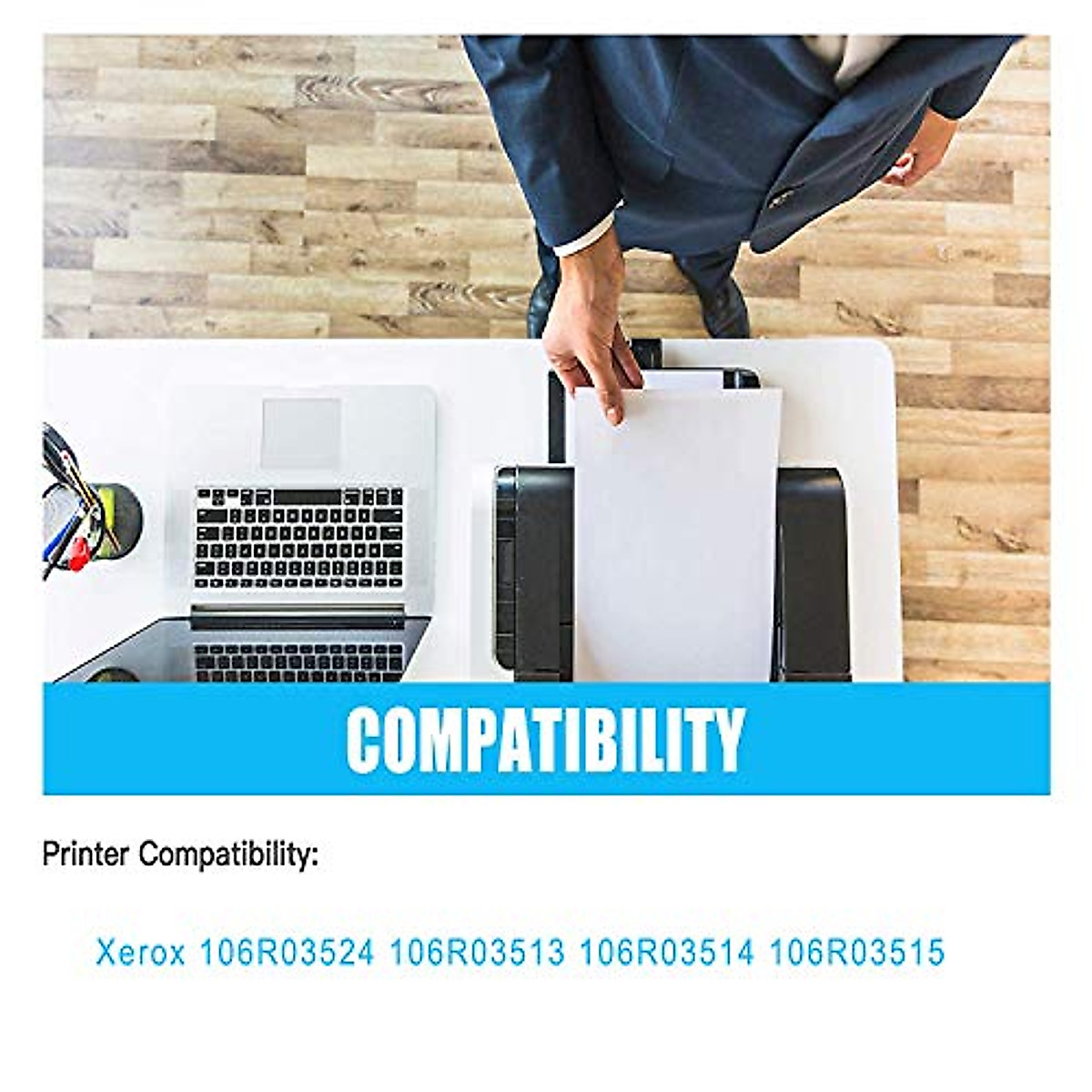 TonerPlusUSA Remanufactured C400 C405 Toner Cartridge Replacement for Xerox 106R03524 106R03513 106R03514 106R03515 Toner Cartridge for Xerox VersaLink C400 C405 C400DN MFP C405DN (BCMY, 4-Pack)