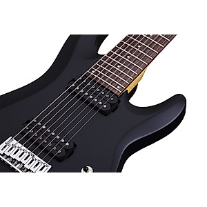 Schecter C-8 DELUXE Satin Black 8-String Solid-Body Electric Guitar, Satin Black