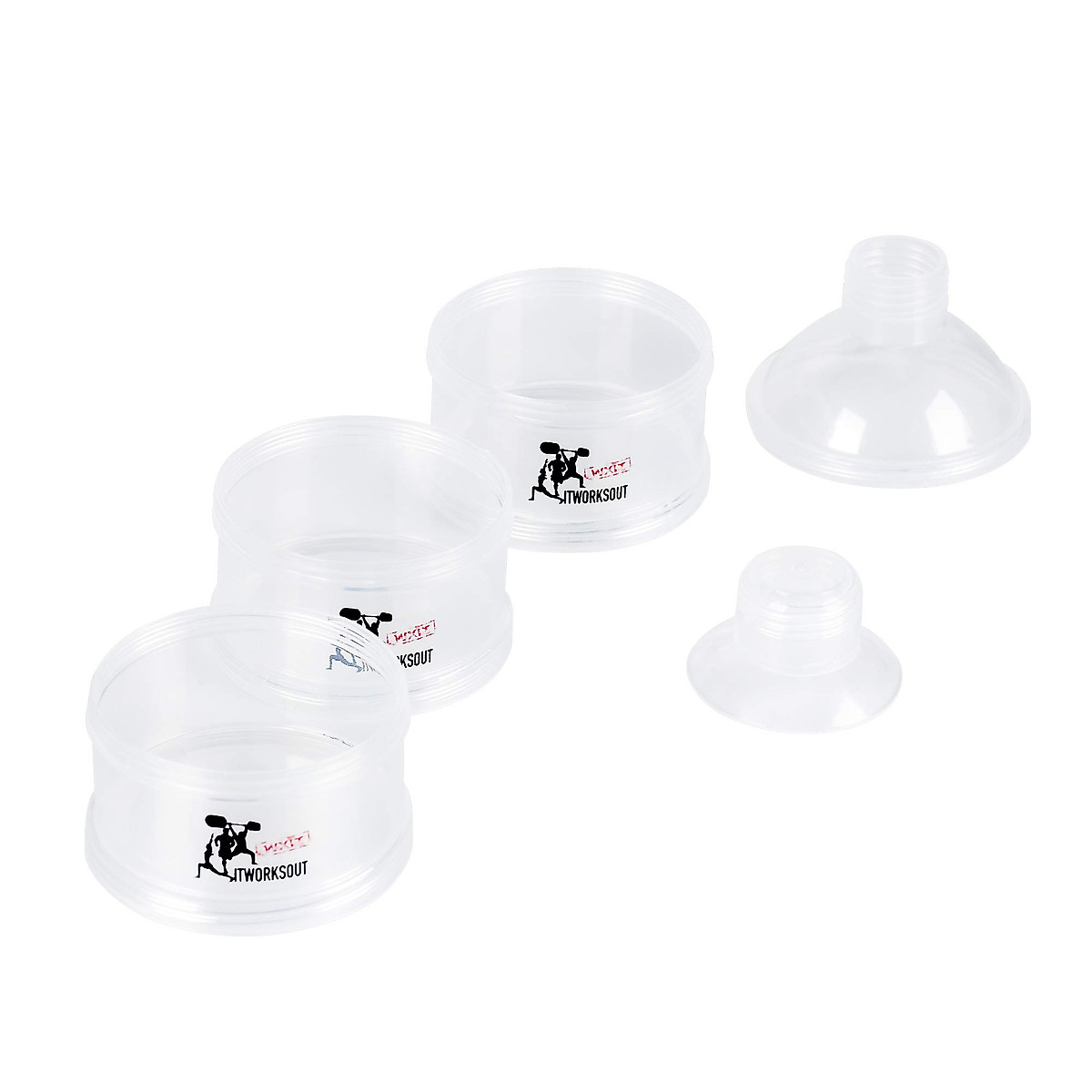 ITWORKSOUT Supplement Powder Dispenser,Protein Powder dispenser,Vitamins container,Travel friendly,Multi-Purpose,supplement Storage Container,BPA Free,3 Compartments,Transparent,funnel dispenser