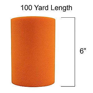 Tulle Fabric Roll | 6” by 100 Yards | Polyester Spool for Crafts Decorations Tutu Weddings Costumes Skirts Parties Gift Bow and More – by Craft Forge (Orange)