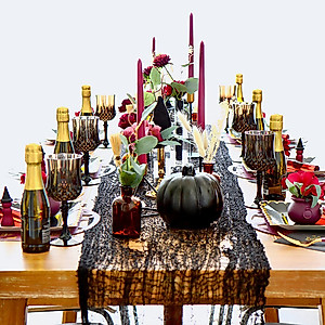 Fun Express Plastic Black Patterned Wine Glasses - Set of 12, 8 oz Goblets for Weddings, Halloween, and Parties - Elegant and Convenient