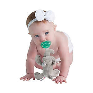 Nookums Paci-Plushies Buddies Adapts to Most Name Brand Pacifiers, Safe and Suitable for All Ages, Plush Toy Includes Detachable Pacifier (Ella The Elephant)