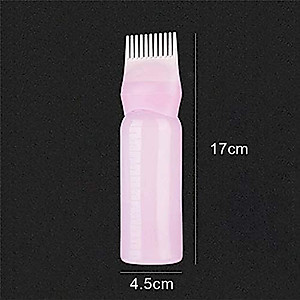 120Ml Applicator Bottle Hair Colour Brush Hair Oil Bottle with Graduated Brush Applicator Bottle Comb Root Comb Salon Hair Coloring Tool (2 Pack Purple)