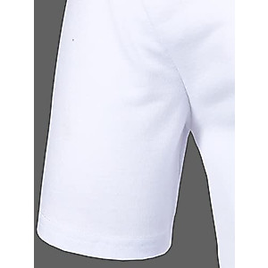 SheIn Men's Contrast Collar Short Sleeve Golf Polo Shirt Button Up Regular Fit T Shirts V Cut White XXL