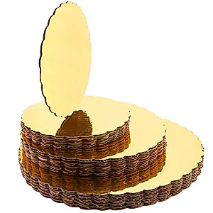 WFPLUS Gold Round Cake Board - Set of 15 Sturdy Cake Boards, 6, 8 and 10 Inch Cake Circle Base, Disposable Pizza Cardboard Circle Tart Decorating Base Stand for Cake Decoration