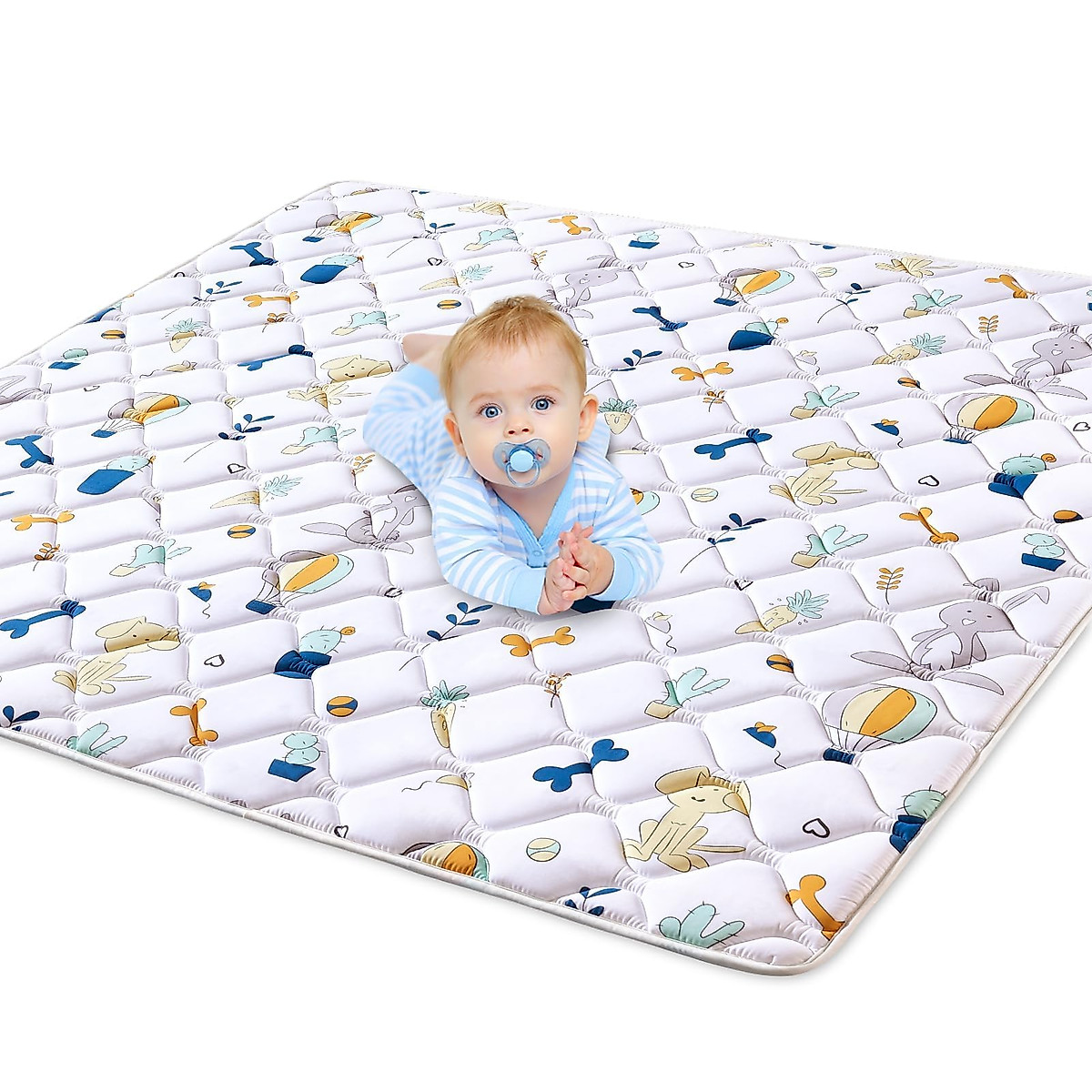 Premium Baby Play Mat 50" X 50", Thicken Foam One-Piece Crawling Mat, Non-Slip Cushioned Baby Playmats for Infants, Babies, Toddlers, Foldable and Machine Washable