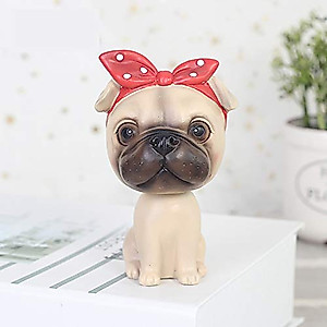 Bobbleheads Pug, Cute Car Dashboard Bobble Head Dog Decoration Funny Shaking Head Animal Puppy Decor