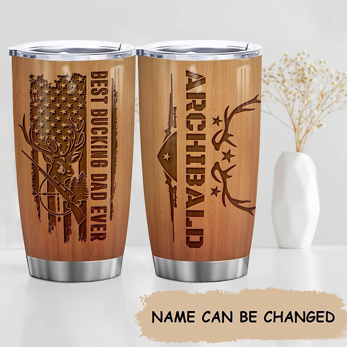 wowcugi Custom Hunting Tumbler Best Bucking Dad 20oz 30oz Dad Tumbler Coffee Travel Mug Hunter Gifts For Men Hunters Gift For Fathers Day Birthday Present