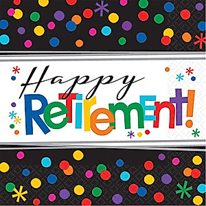 Officially Retired Multicolor Beverage Napkins - 5"x5" (Pack of 16), Perfect For Retirement Parties & Milestone Celebrations
