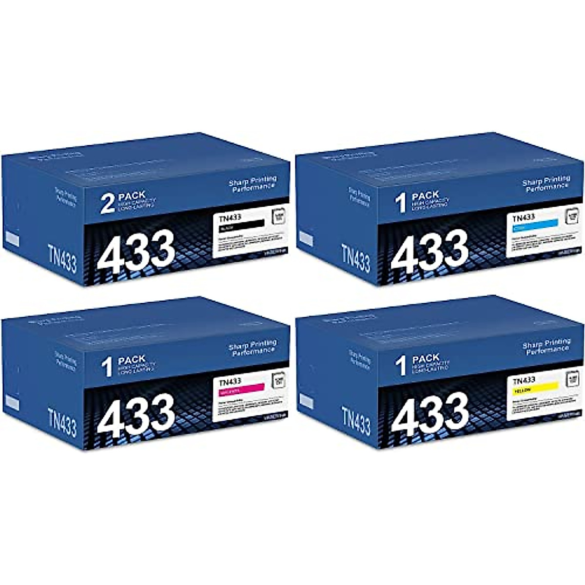 5PK TN-433 Toner Cartridge Set (2BK+1C+1M+1Y) TN433BK TN433C TN433M TN433Y High Yield Toner Cartridge : VASERIN Compatible Replacement for Brother TN433 Toner HL-L8260CDW L8360CDW L8360CDWT Printer