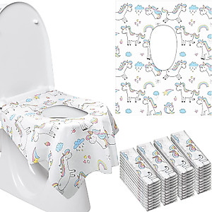 Mimorou 40 Pcs Toilet Seat Covers Disposable for Kid Toddler Extra Large Paper Potty Seat Cover Potty Training Liners Individually Wrapped Portable Toilet Seat Cover for Travel (Unicorn Style)