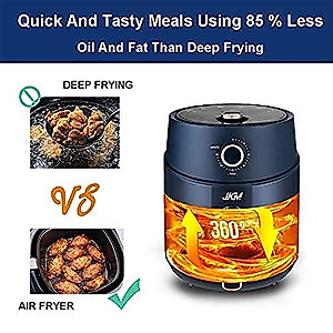 JKM Air Fryer 3.7QT Large Electric Oilless Mechanical Temperature Control, Nonstick Frying Basket, Knob-Blue