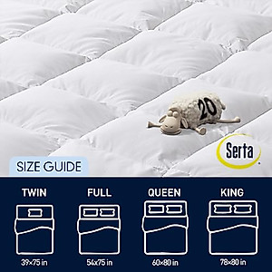 Serta White Goose Feather Down Bed Mattress Topper King Size - Plush Fluffy Anchor Bands Mattress Pad 240 Thread Count 100% Cotton Fabric Featherbed, 78"x80"