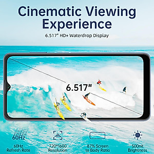 Blackview A53 Unlock Phone, 7GB+32GB/SD 128GB Expandable Android Phones, Android 12 Cellphone, Triple SIM Card Slots, 5080mAh Battery, 6.517 inches Smart Phone HD+ Screen, Face ID t Mobile Phone