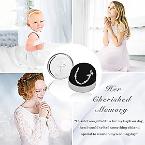 Tryuunion Baptism Bracelet in Sterling Silver and Cultured Pearls for Baby Girls, with Silver-plated Jewelry Keepsake Box, Great Catholic Christening and Baptism Gifts for Girl (Baptism-Girl)