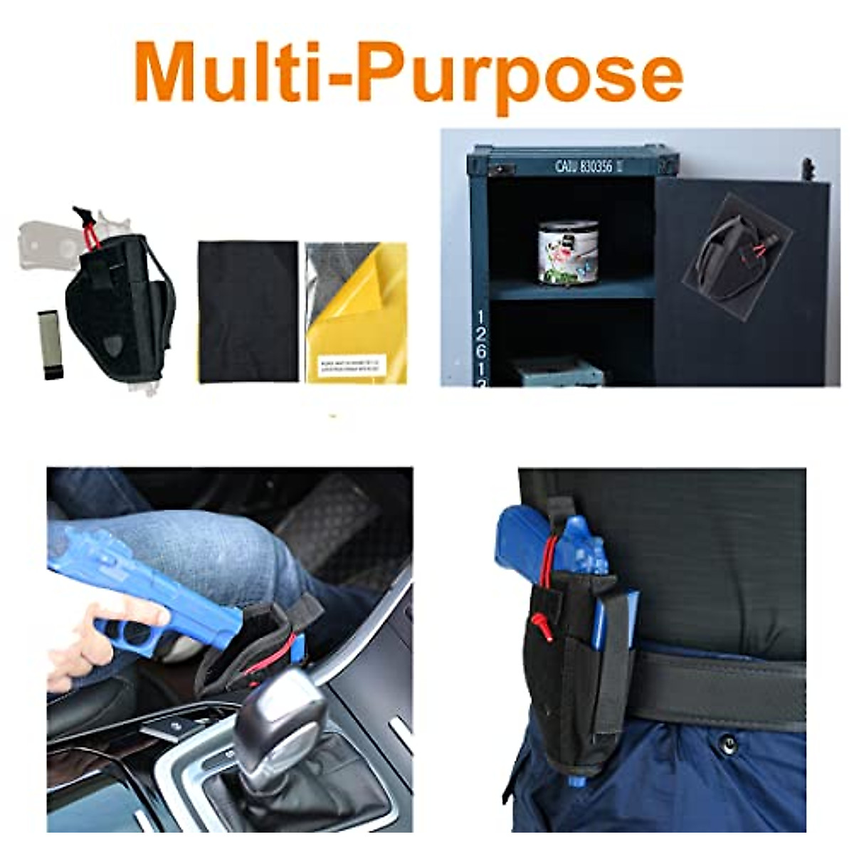 TAFTACFR Concealed Carry Holster IWB OWB Car Holster with Magazine Slot and Adhesive-Backed Hook for Right and Left Hand Draw Fits Subcompact to Large Handguns