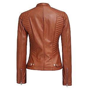 Decrum Womens Brown Leather Jacket - chaquetas de cuero para mujer | [1300172] N-185, S