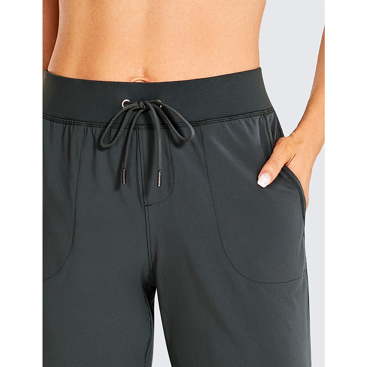 CRZ YOGA Women's Lightweight Workout Joggers 27.5" - Travel Casual Outdoor Running Athletic Track Hiking Pants with Pockets Melanite Small
