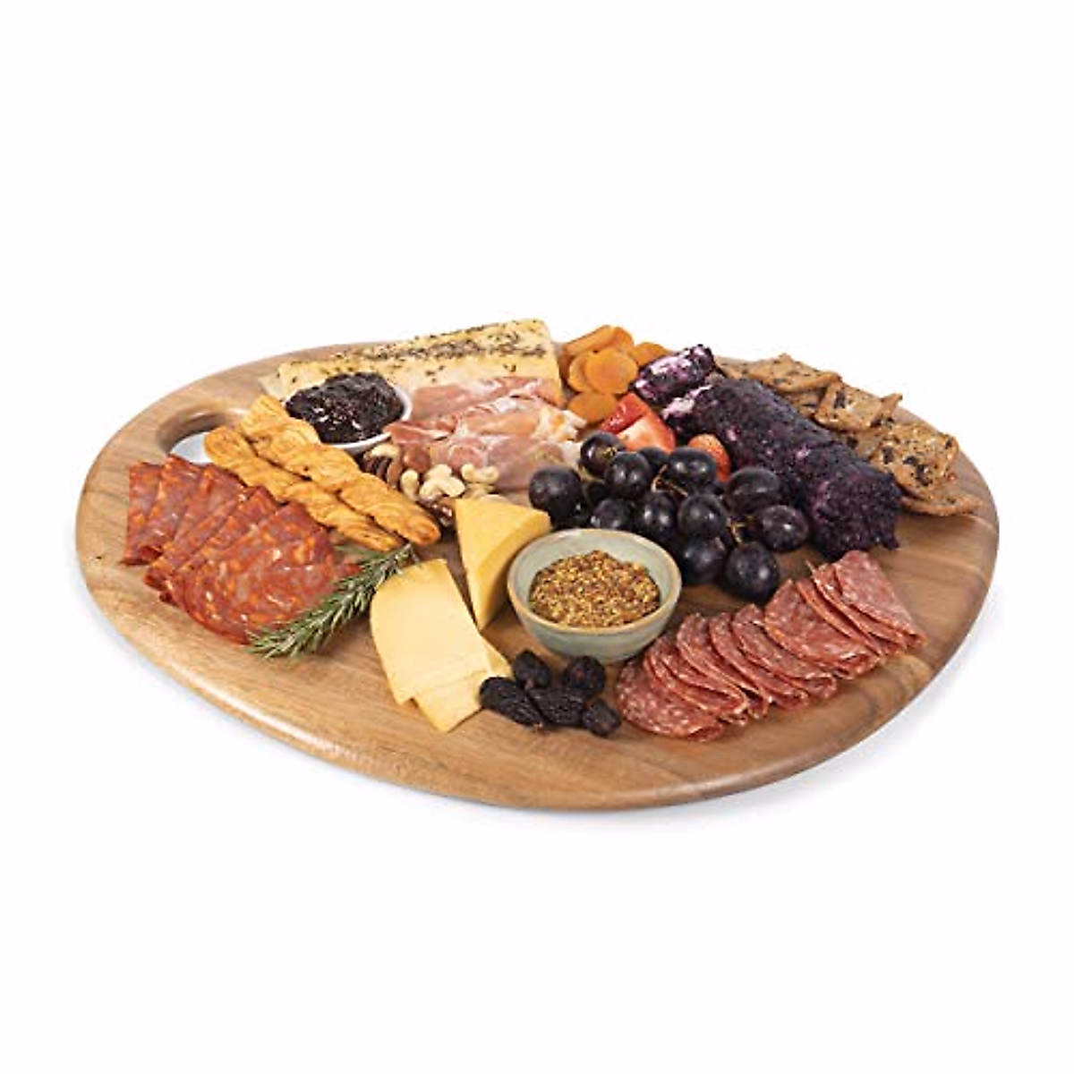TOSCANA - a Picnic Time brand Pebble Acacia Charcuterie Board 18" x 15" - Cheese Board - Wood Serving Platter, (Natural Acacia)
