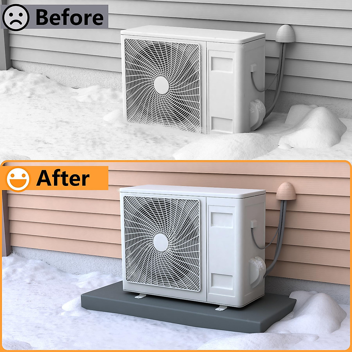 LBG Products Mini Split Pad for Air Conditioner Heat Pump Systems,38" x 18" x 3" Plastic Equipment Pad for Outdoor Condenser Units,Mini Split Air Conditioner Pad,Grey