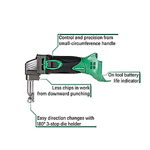 Metabo HPT 18V MultiVolt™ Cordless Nibbler | Tool Only - No Battery | For Ribbed Metal Panels | 180 Degree 3-Stop Die Holder | CN18DSLQ4