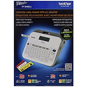 Brother Pt-d400ad Versatile, Easy-to-use Label Maker With Ac Adapter - Label, Tape - 0.14, 0.24,