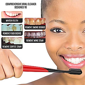 Charcoal Black Toothbrush [Gentle Soft] Slim Teeth Head Whitening Brush for Adults & Children [Family Pack] - Ultra Soft Medium Tip Bristles