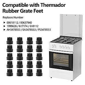 Rubber Grate Feet Part - Replacement for Thermador Bosch Range/Gas Cooktop-Compatible with Part Number 00618112, 00637940, 1999626, 617174, 618112, AH3478553, EA3478553, PS3478553-20 Pack