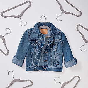 Amazon Basics Kids Velvet, Non-Slip Clothes Hangers, Gray - Pack of 50