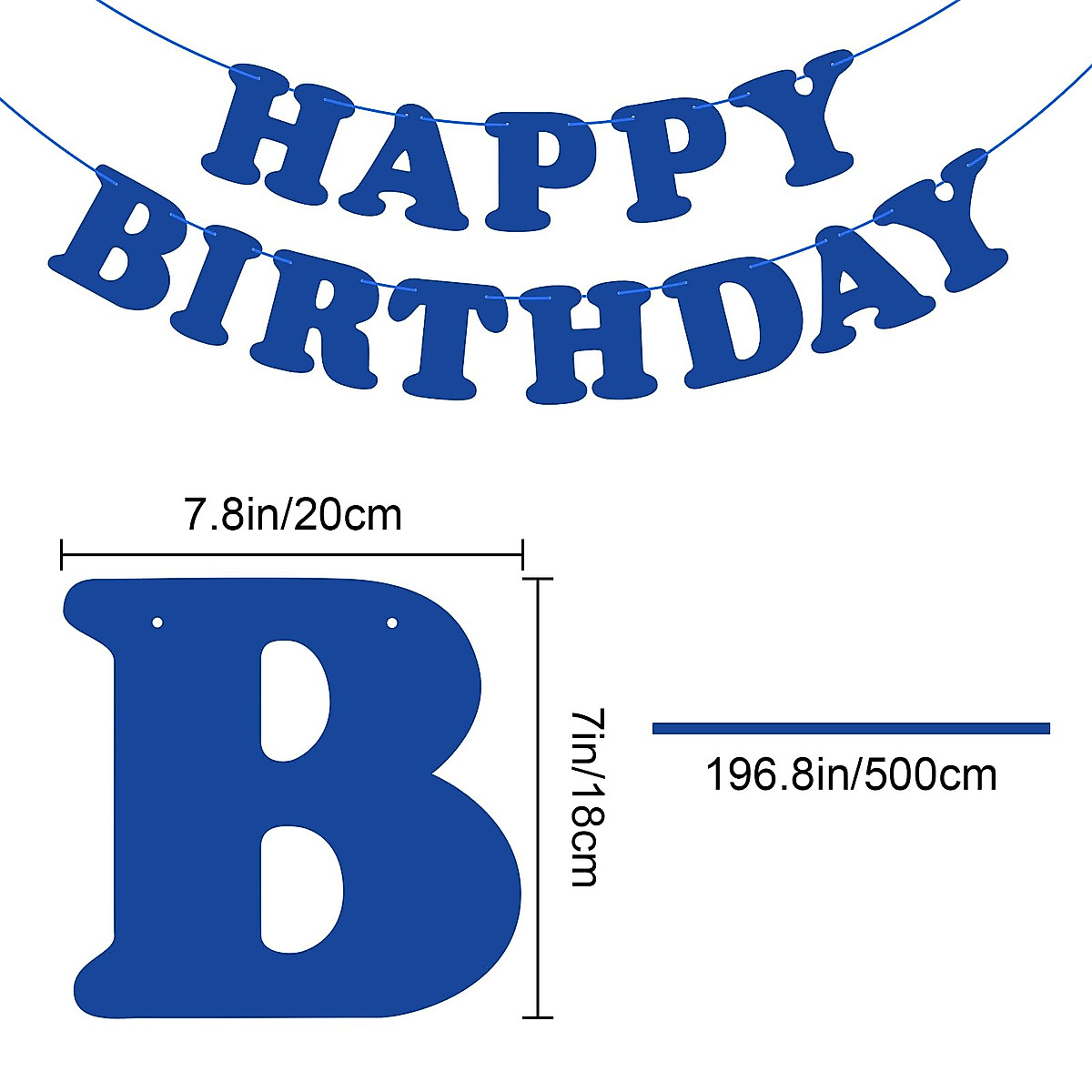 Navy Blue Happy Birthday Banner Sign Happy Birthday Bunting Banner Flag Garland for Kids Boys Baby Birthday Party Decorations Supplies