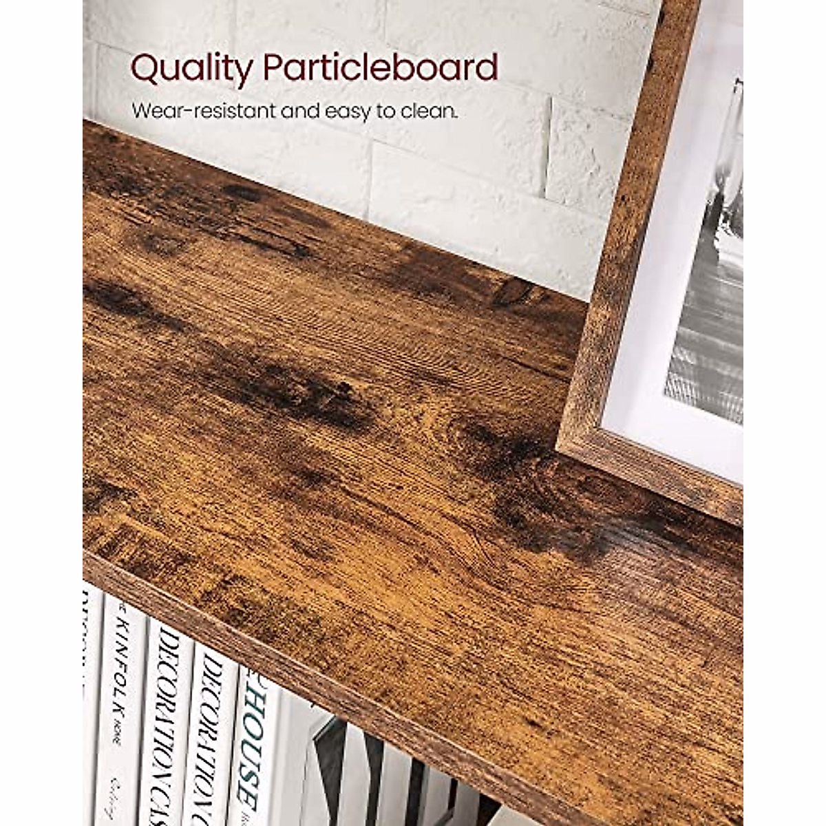 VASAGLE Bookshelf, 5-Tier Storage Rack with Steel Frame, for Living Room, Office, Study, Hallway, Industrial Style, Rustic Brown + Black, ‎11.8 x ‎31.5 x 60 inches