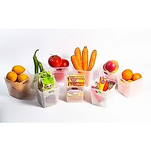 ABAKO Refrigerator Organizer Bins - Clear Plastic Bins For Fridge with Cutout Handles, Door Shelf Basket Storage Bins for Fridge, Pantry Organization and Storage, Fridge Organizer, Free BPA (9)