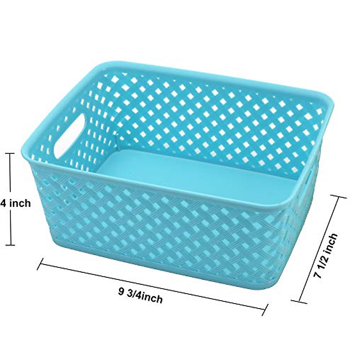 Bekith 9 Pack Plastic Storage Basket, Woven Basket Bins Organizer, 9.75-Inch x 7.5-Inch x 4-Inch