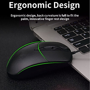Zhiyavex Wired Gaming Mouse,1600DPI Ergonomic Mice,Heated Mouse with 3 Speed Temperature Adjustment/Timing,USB Photoelectric Mice,3D Non Slip Roller,for Laptop PC Desktop Notebook, black