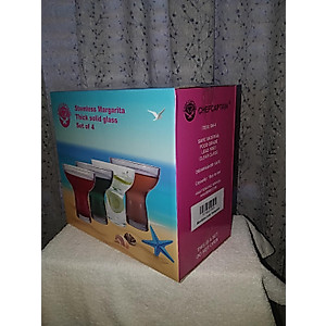 Chefcaptain Color Margarita Glasses Stemless XL Large Thick Solid Clear Glass, Zero Lead 16 Ounces (Steamless Color)