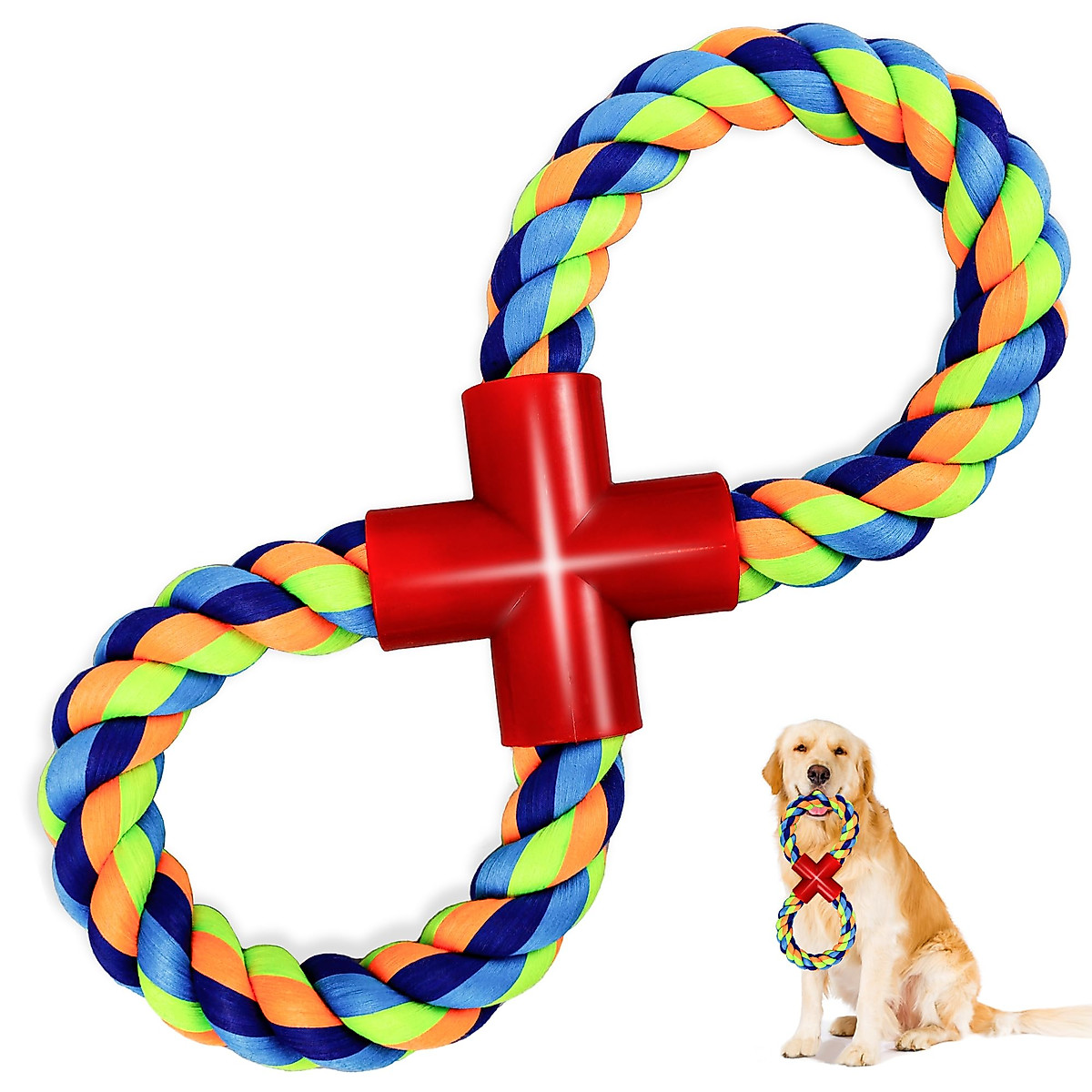 GHOBROFY Dog Rope Toys for Aggressive Chewers, Tough Dog Chew Toys for Medium Large Dog Breeds, Dog Grinding Teeth Chew Toys, Interactive Cotton Tug of War Dog Toy, Dark Color