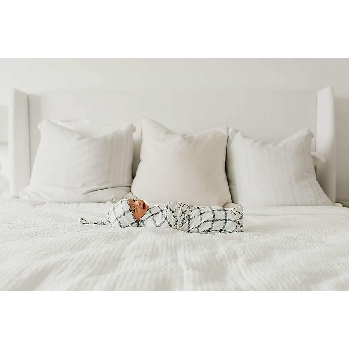 Large Premium Knit Baby Swaddle Receiving Blanket "Ledger" by Copper Pearl