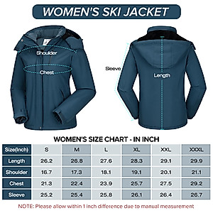 CAMELSPORTS Women's Waterproof Snow Ski Jakcet Fleece Warm Winter Coat Hooded Windproof Insulated Snowboarding Jacket